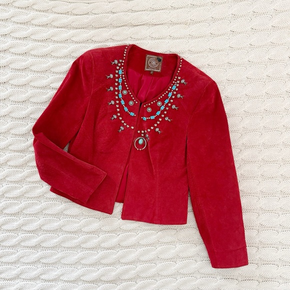 Double D Ranch | Jackets & Coats | Double D Ranch Red Suede Blazer With ...